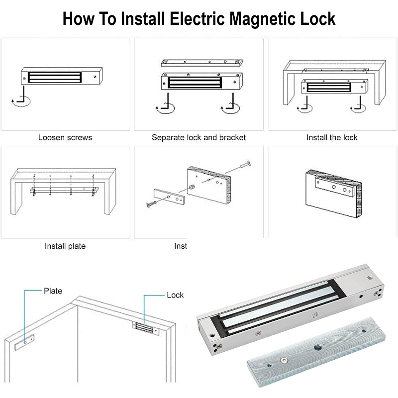 12V-24V EM Lock (600lbs) with Relay for Access Contro | EM Lock ...